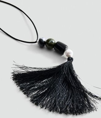 Mango Collier perles franges argent - Femme - Taille unique - MANGO