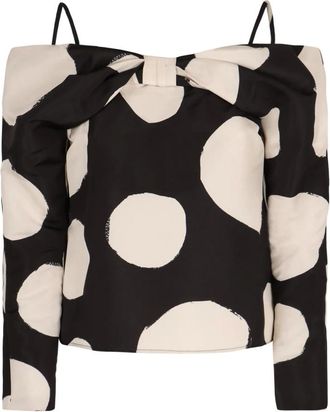 Nina Ricci Femme, Blouses et Chemises, Multicolore, Taille: 30 FR Chemisier &agrave; Volants &agrave; Pois et &Eacute;paules D&eacute;nud&eacute;es avec