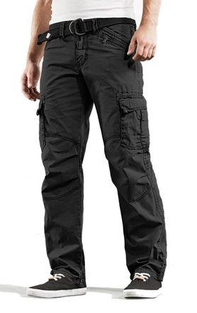 Timezone BenitoTZ Herren Cargohose Benito mit Stoffgürtel (W36/L30, Black)