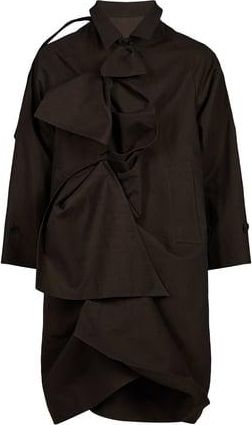 Post Archive Faction (PAF) Manteau long asym&eacute;trique en coton m&eacute;lang&eacute;