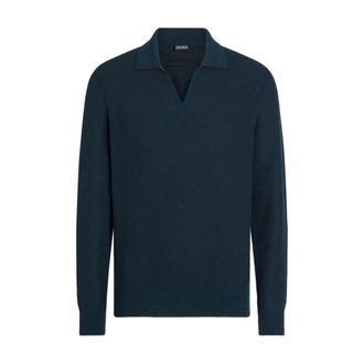 Ermenegildo Zegna Jacquard Kaschmir-Polo-Pullover - - Knitwear - Herren - Gr&uuml;n - 2XL