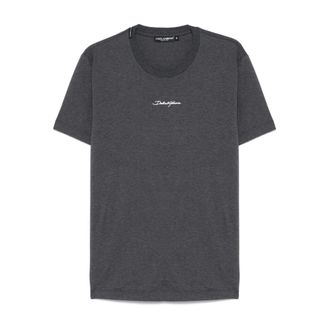 Dolce & Gabbana Homme, Tops, Gris, Taille: 3XL T-shirt Casual en Coton Noir