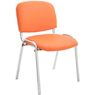 Clp Chaise visiteur Ken en similicuir et pi&egrave;tement en m&eacute;tal chrom&eacute; Orange