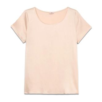 Oltre Viskose-Mischgewebe-Satin-T-Shirt - - Blouses & Shirts - Damen - Rosa - XL