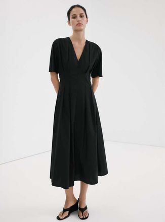 Mango Robe &eacute;vas&eacute;e lyocell noir - Femme - XXS - MANGO