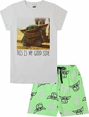 Disney Pyjama court pour femme Le Mandalorien et lenfant Yoda - Blanc - 48/50 FR