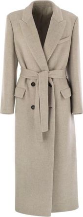 Brunello Cucinelli Femme, Manteaux, Beige, Taille: 38 FR Manteau crois&eacute; en laine m&eacute;lang&eacute;e