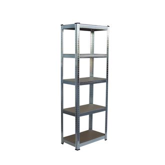 Relaxdays Schwerlastregal, 5 Ebenen, HBT: 180 x 50 x 30 cm, bis 875 kg, Keller & Garage, Lagerregal, Stahl, Silber