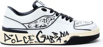Dolce & Gabbana Homme, Chaussures, Blanc, Taille: 40 EU New Roma Graffiti Baskets