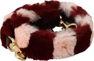 Dolce & Gabbana Luxuri&ouml;ser Bordeaux Pink Pelz Schultergurt - - Bags - Damen - Mehrfarbig - ONE SIZE