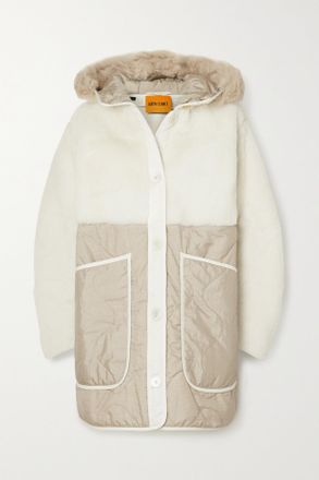 Marfa Stance Manteau R&eacute;versible &Agrave; Capuche En Peau Lain&eacute;e Et En Tissu Technique Matelass&eacute; - Gris