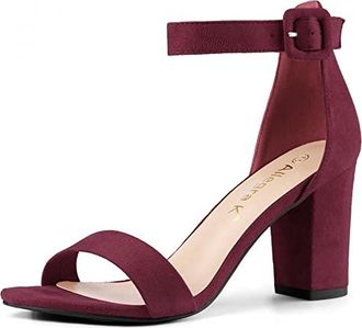 Allegra K Sandales &agrave; Bout Ouvert Chunky &agrave; Talon Haut pour Femme Burgundy 38