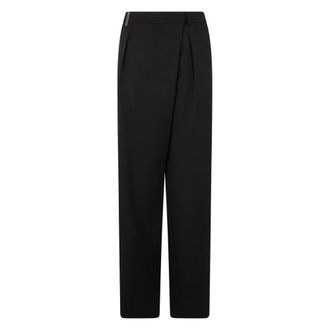 PESERICO Weite Plisseefalten-Wickelhose - - Trousers - Damen - Schwarzk - XL