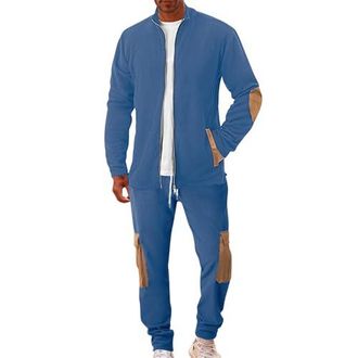 Generic Surv&ecirc;tement 2 pi&egrave;ces pour homme avec fermeture &eacute;clair - Veste d&eacute;contract&eacute;e et jogging - Manches longues - Col montant - Sweat et pantalon de surv&ecirc;teme
