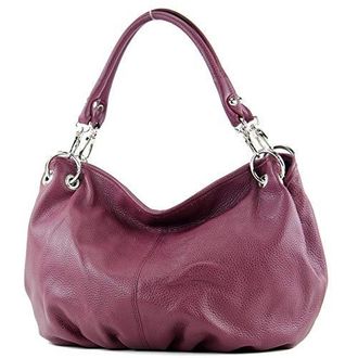 modamoda.de dames italiennes sac à main nappa IT40, Couleur:Bordeauxviolett Leder