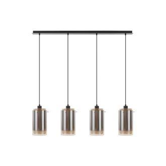 Lucande Pendelleuchte Sterzy (Modern) in Alu aus Glas (4 flammig, E27) - Deckenlampe Esstischlampe H&auml;ngelampe H&auml;ngeleuchte Wohnzimmerleuchte
