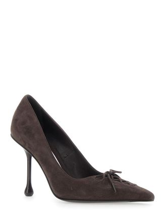 Jimmy Choo London Womens Pumps Scarlett 95 Brown Suede Goat Leather
