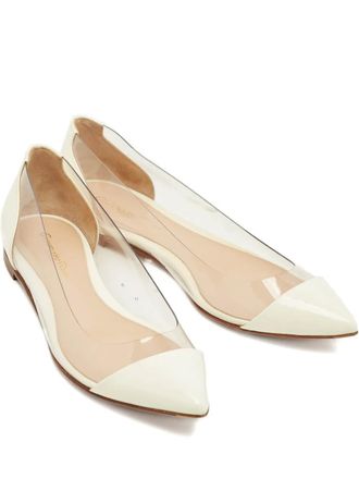 Gianvito Rossi plexi patent-leather ballet flats - Wei&szlig;