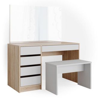 Vicco Coiffeuse Sherry, Blanc/Sonoma, 120 cm avec banc