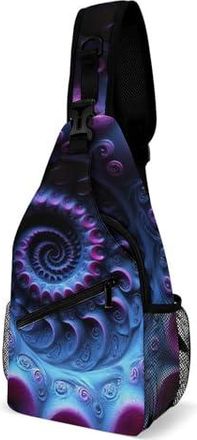 Generic Casual Sacoche Tactique Tie Dye Violet Trippy Sacs à Bandoulière Mode,Léger Sac à Dos De Voyage pour Homme Femme Randonnée