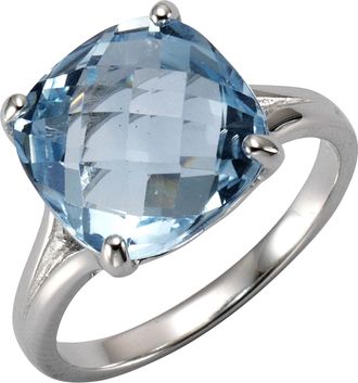 Zeeme Gemstones Ring Silber 925 rhodiniert mit Blautopas (beh.) 12mm