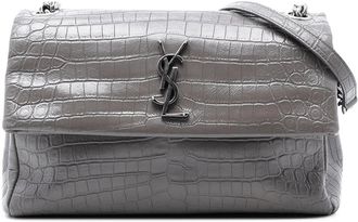 Saint Laurent Hobo Bags - Medium Croc Embossed Calfskin Monogram West Hollyw - Gr. unisize - in Grau - f&uuml;r Damen