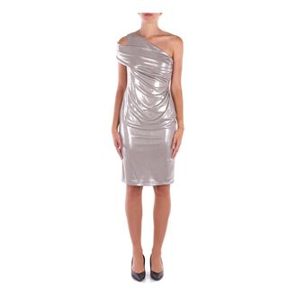 Ralph Lauren Femme, Robes, Gris, Taille: 42 FR Mini-robe fronc&eacute;e asym&eacute;trique