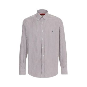 Carolina Herrera Homme, Chemises, Brun, Taille: M Chemise Popeline Ray&eacute;e Candela