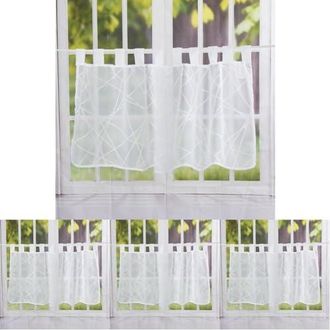 Elbersdrucke transparente Bistrogardine Crossover Voile 00 wei&szlig; 48 x 140 cm Scheibengardine f&uuml;r K&uuml;che K&uuml;chenfenster Sichtschutz 186708 (Packung mit 4)