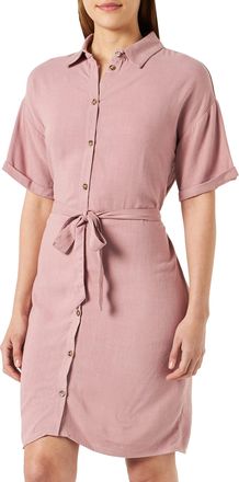 Pieces Damen Pcvinsty Ss Linen Shirt Dress Noos, Woodrose, L