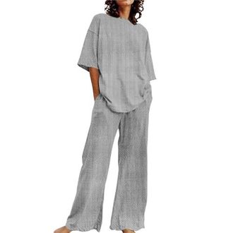 Generic Ensemble de v&ecirc;tements de d&eacute;tente pour femme - Imprim&eacute; de No&euml;l mignon - Ensemble ample &agrave; manches longues - Ensemble deux pi&egrave;ces pour femme - Ensemble d