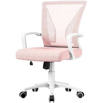 Yaheetech Chaise Bureau Ergonomique avec Si&egrave;ge Dossier en Maille Respirante Hauteur R&eacute;glable Fauteuil dOrdinateur Inclinable &agrave; roulettes Pivotantes Charge 136kg