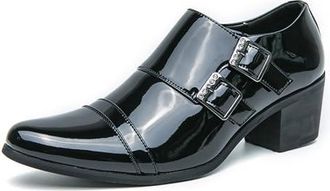 Generic Chaussures Oxford confortables à bout pointu pour homme - Talons épais moyens - Style rétro - Pour mariage, travail, rendez-vous galant, Noir 2, 39 2/