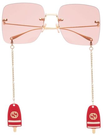 Gucci lunettes de soleil &agrave; monture oversize - Or