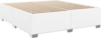 vidaXL Vidaxl - Cadre de lit 200x200 cm en similicuir blanc - Lattes int&eacute;gr&eacute;es pour soutien optimal - Pieds en bois massif pour stabilit&eacute;