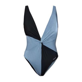 Versace Femme, Maillots de bain, Bleu, Taille: 44 FR Maillot de bain une pi&egrave;ce &agrave; logo brod&eacute;