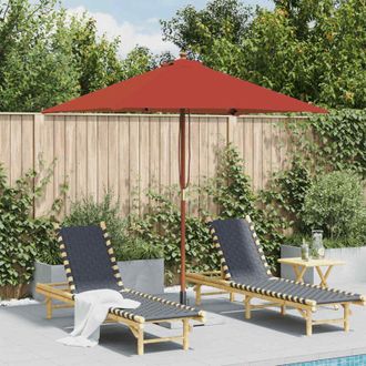 vidaXL Parasol dext&eacute;rieur avec m&acirc;t en bois 150x200 cm Terre cuite vidaXL