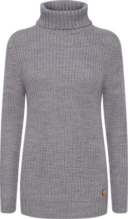 Oxmo OXNanna Strickpullover Damen Grobstrickpullover Pullover mit Rollkragen Regular Fit, Größe:XXL, Farbe:Medium Grey Melange (201146)