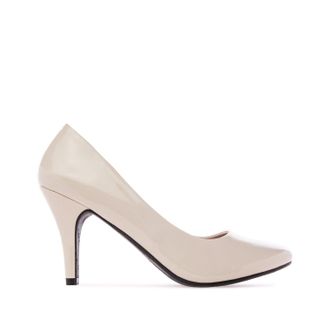 Andres Machado Elegante Pumps aus Lederimitat f&uuml;r Junge Frauen mit 9,5 cm Absatz - AM422 - High-Heels hohe Damenschuhe f&uuml;r den Fr&uuml;hling - Beige Lack Gr&ouml;&szlig;e EU 35