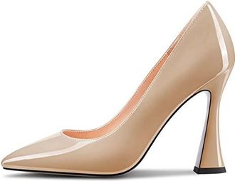 Castamere Femmes Aiguille Haut High Talon Heel Pointu Bout Slip-on Escarpins Sexy Dress Classique 10 CM Heels Beige 37 EU