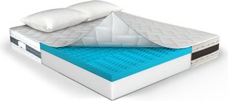 Muu&ntilde; Eos, Matratze f&uuml;r franz&ouml;sisches Bett, 120 x 190 cm, Memory-Schaum mit 2 Kissen inklusive, H&ouml;he 30 cm, orthop&auml;disch, milbendicht, antiallergisch, Matra