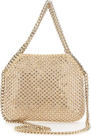 Stella McCartney Womens Shoulder Bag Falabella Mini Pink Crystal Mesh Polyamide