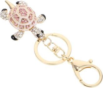BESPORTBLE Porte-Cl&eacute;s Tortue en M&eacute;tal Incrust&eacute; de Diamants, Pendentif Cr&eacute;atif pour Paquet &agrave; Dos et Voiture, Accessoire Cl&eacute; D&eacute;coratif Rose