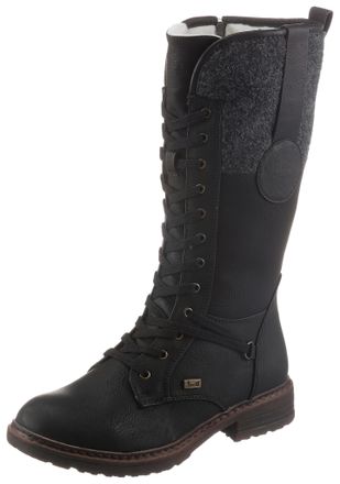 Rieker Schn&uuml;rstiefel RIEKER, Damen, Gr. 39 (5,5/6), Varioschaft, schwarz, Filz, Nubuklederimitat, unifarben, Basic, Schuhe Schn&uuml;rstiefel, Winterstiefel, Bloc