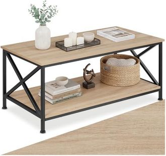 TecTake Table basse Salon 100 x 55 x 45,5 cm, Table basse &agrave; 2 niveaux, Style industriel, Bout de canape Meubles de Salon Meuble Bureau Chambre D&eacute;coration Mais