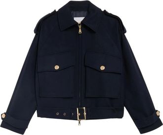 Ermanno Scervino Long Coat with Belt - Femme - Vestes - Bleu - Taille: 34 FR