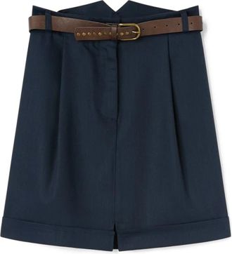 Motivi Rock mit Falten und Nieten-G&uuml;rtel - - Skirts - Damen - Blau - L