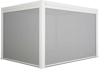 Sweeek Sweeek - Pergola Bioclimatique blanche 300 x 400cm. aluminium &agrave; lames orientables + store 300cm + store 400cm