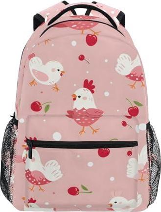 Generic Poulet Cerises Roses Sac &Agrave; Dos Antivol Sacs D&Eacute;cole L&eacute;ger Sacs A Dos Pour Travail Voyage Randonn&eacute;e 29X40Cm