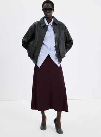 Mango Jupe midi maille fine lie de vin - Femme - XS - MANGO